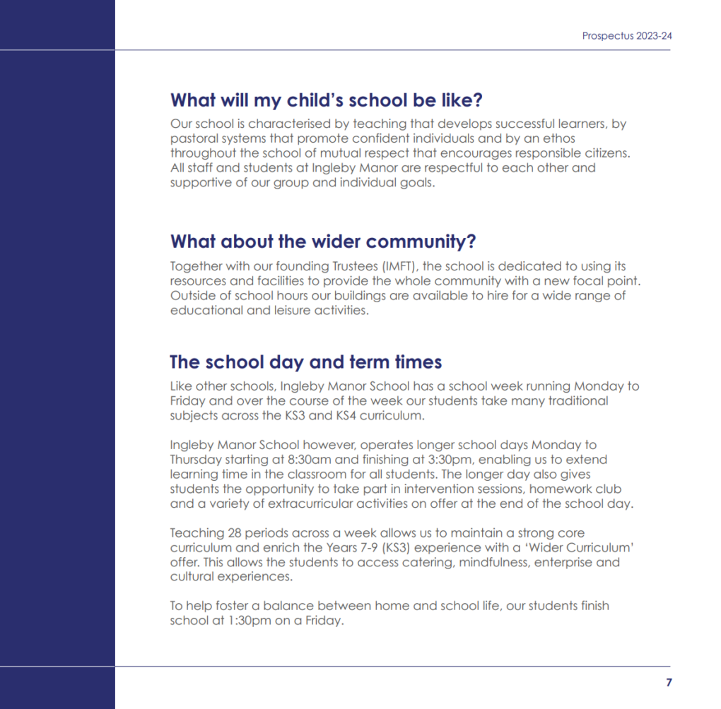Prospectus - Ingleby Manor Free School